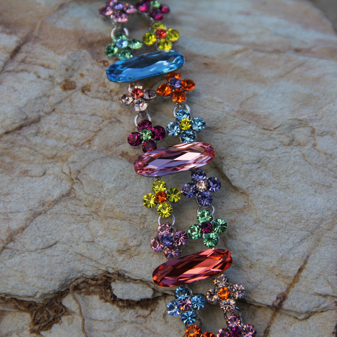 Swarovski Crystal Bracelet in Multi Coloured Swarovski Crystals and ...