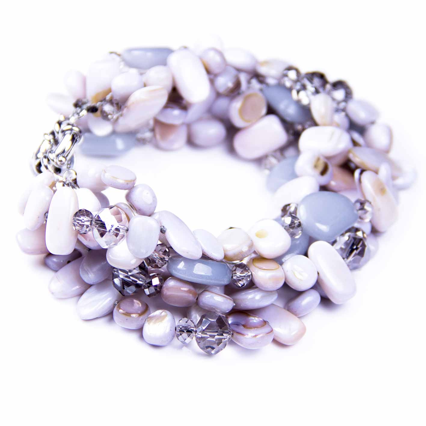Swarovski Crystal 6 Stranded Light Grey Shell, Crystals and Stone ...