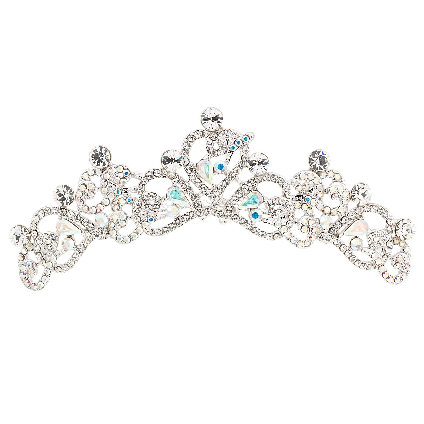 Swarovski Crystal Heart Hair Comb Tiara with AB and Clear Swarovski ...